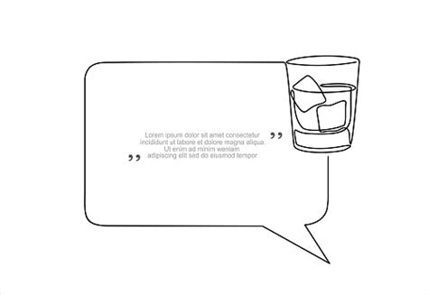 얼음과 말풍선이 있는 유리잔에 위스키의 연속적인 한 선 그리기 흰색 배경에 유행 한 라인 아트 벡터입니다 벡터 일러스트 레이 션입니다 0명에 대한 스톡 벡터 아트 및 기타