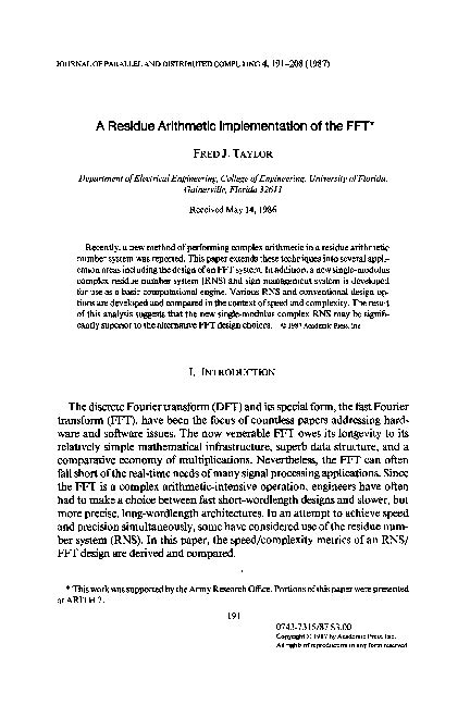 pdf fft implementation journal