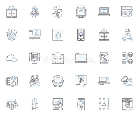 Cyber Liquid Line Icons Collection Cyber Liquid Data Technology Security Encryption