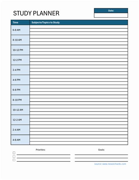 Free Study Planner Templates Pdf Word Excel