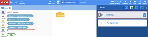Using Distance Sensor With VEX EXP VEX Library