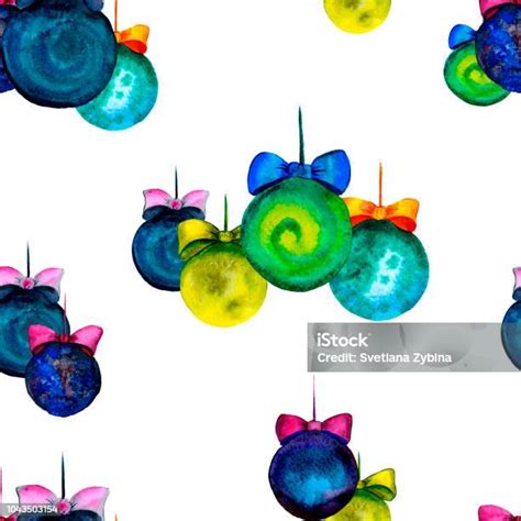 패턴 없이 수채화 공 새 해와 크리스마스 완벽 한 패턴입니다 직물 또는 선물 포장에 대 한 그리기 2019년에 대한 스톡 벡터 아트 및 기타 이미지 Istock