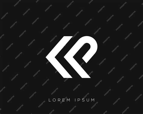 검은색 배경 템플릿이 있는 고유한 Kp 문자 로고 디자인 프리미엄 벡터
