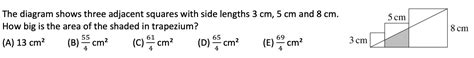 Solved The Diagram Shows Three Adjacent Squares With Side Chegg Com