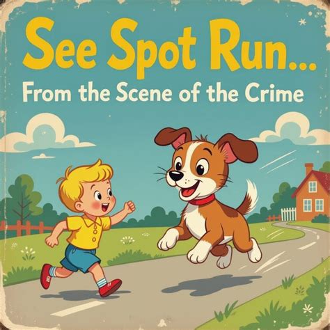 Retro Book Cover See Spot Run From Crime Scene Ai Art