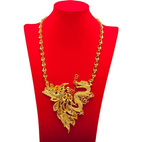 Dragon And Phoenix Gold Necklace Dragon Vibe