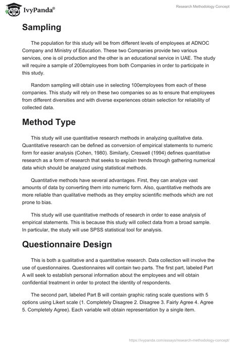 Research Methodology Concept 1105 Words Research Paper Example