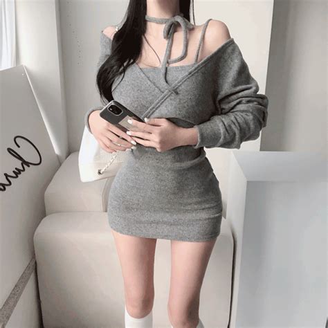 당일 도톰 텐시 레이어드 미니 원피스 3color 뽀송 여리 기모 연말 도톰 섹시한 페미닌 섹시 글램 에이블리