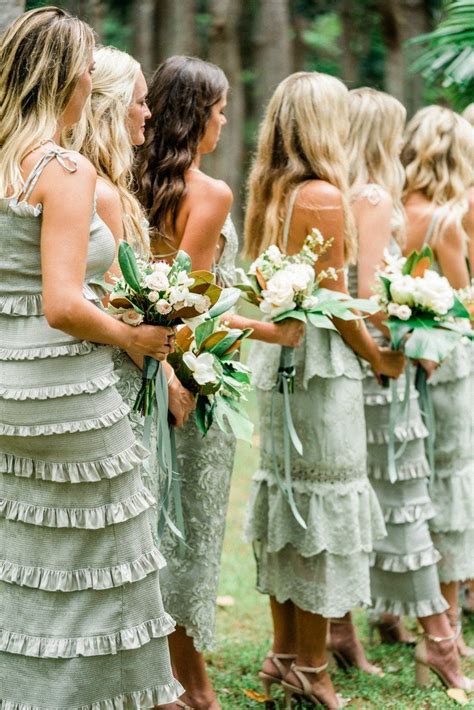 Sage Green And Floral Bridesmaid Dresses