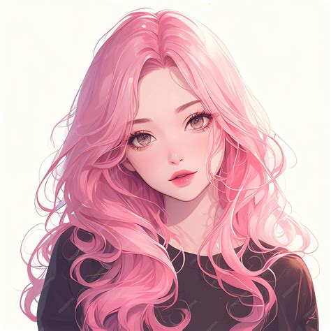 Premium Photo Cute Girl With Pink Long Hair Anime Style
