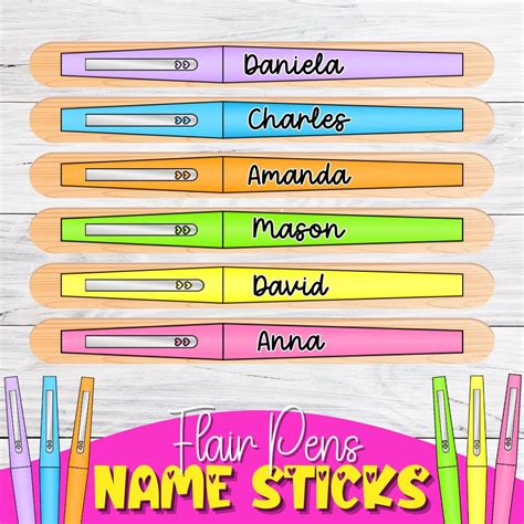 Editable Name Sticks For Classroom Management Flair Pens Etsy