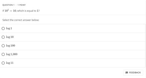 Solved QUESTION 1 1 POINT If 101 10 Which Is Equal To 1 Chegg Com
