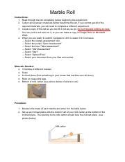 Unit 4 Marble Roll Pdf Marble Roll Instructions 1 Read Through The