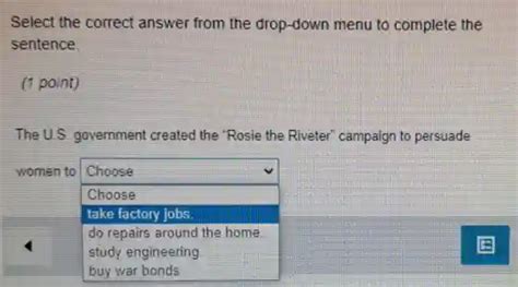 select correct answer drop down menu complete sentence 1 point u s