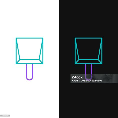 흰색과 검은 색 배경에 격리 된 녹색과 보라색 라인 Dustpan 아이콘입니다 청소 특종 서비스 벡터 일러스트레이션 가사 집안일에 대한 스톡 벡터 아트 및 기타 이미지