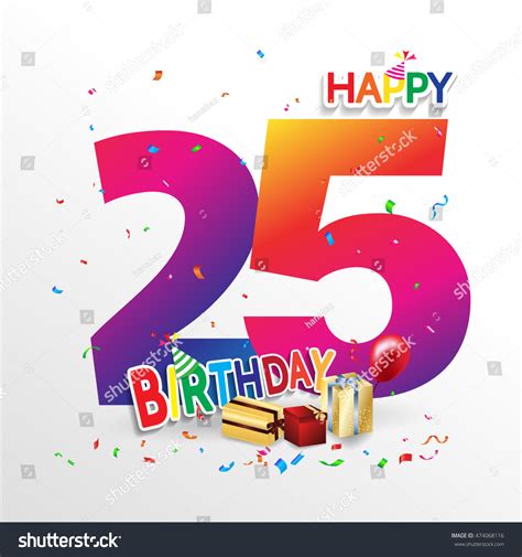 Happy Birthday 25 Date Fun Celebration Stock Vector Royalty Free