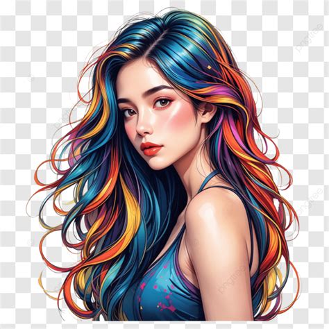긴 머리를 가진 여성의 화려한 삽화 화려한 여성 긴 머리 Png 일러스트 및 이미지 에 대한 무료 다운로드 Pngtree