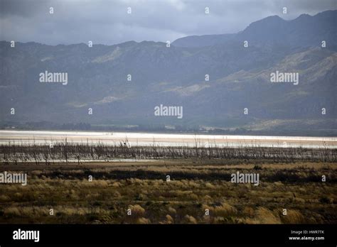 Low Levels Theewaterskloof Dam Reservoir Near Franschhoek Western Cape South Africa At