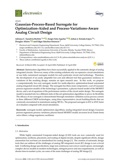 Pdf Gaussian Process Based Surrogate For Optimization Aided And Process Variations Aware