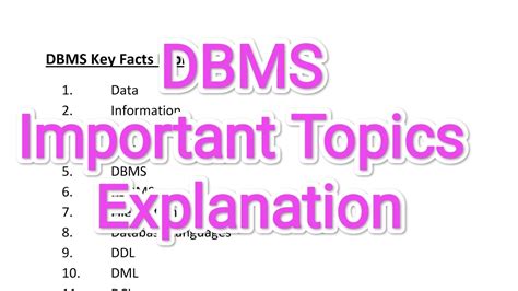 Dbms Key Facts Explanation Youtube Dbms Key Facts Explanation Youtube