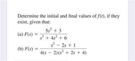 Answered Determine The Initial And Final Values Bartleby