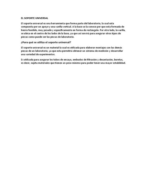 Funciones Y Características Del Soporte Universal Pdf Hogar