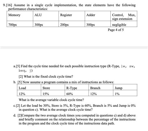 Solved 9assume In A Single Cycle Implementation The State
