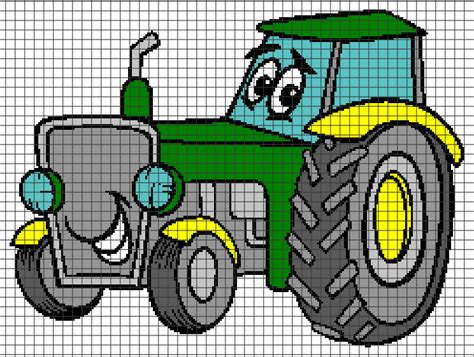Cartoon Tractor Chart Graph And Row By Row Written Crochet