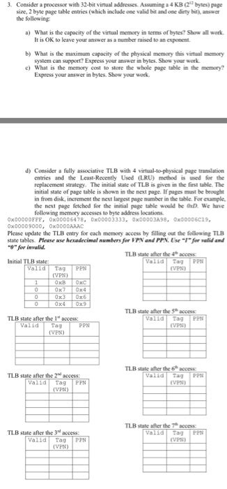Solved 3 Consider A Processor With 32 Bit Virtual