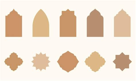 Set Of Islamic Shape Illustration Flat Islamic Door And Arabic Window