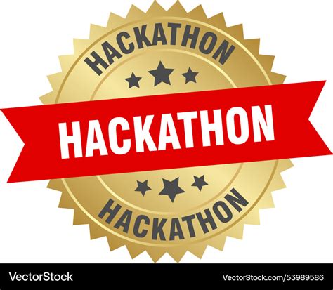 Hackathon Round Red And Gold Label Royalty Free Vector Image