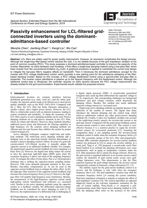 Pdf Passivity Enhancement For Lcl Filtered Grid Connected Inverters Using The Dominant