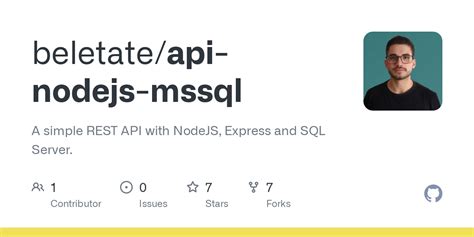 Github Beletateapi Nodejs Mssql A Simple Rest Api With Nodejs Express And Sql Server
