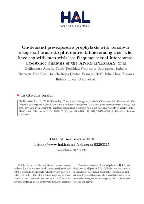 Pdf On Demand Pre Exposure Prophylaxis With Tenofovir Disoproxil Fumarate Plus Emtricitabine