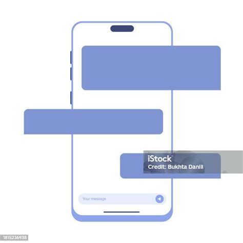 휴대 전화에서 메신저 채팅의 모형 스마트 폰및 빈 토크 음성 거품 아이콘의 템플릿 스마트폰 화면에서 대화할 수 있습니다 모바일 앱의 인터페이스 격리 된 벡터 일러스트레이션