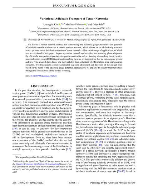 Pdf Variational Adiabatic Transport Of Tensor Networks