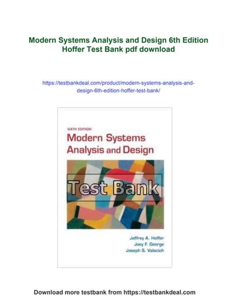 Modern Systems Analysis And Design 6th Edition Hoffer Test Bank Pdf