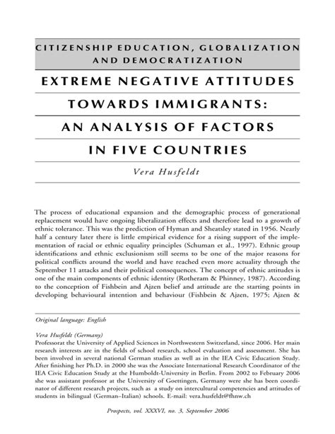 Extreme Negative Attitudes Towards Immigrants