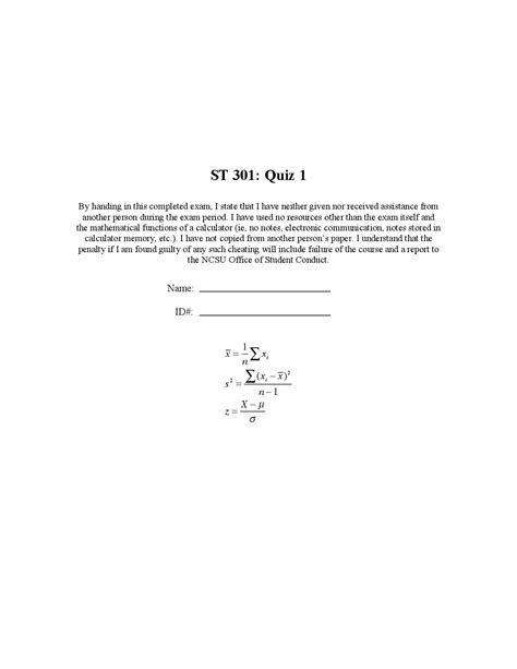 Quiz 1 With Questions Statistics Methods I St 301 Quizzes Data