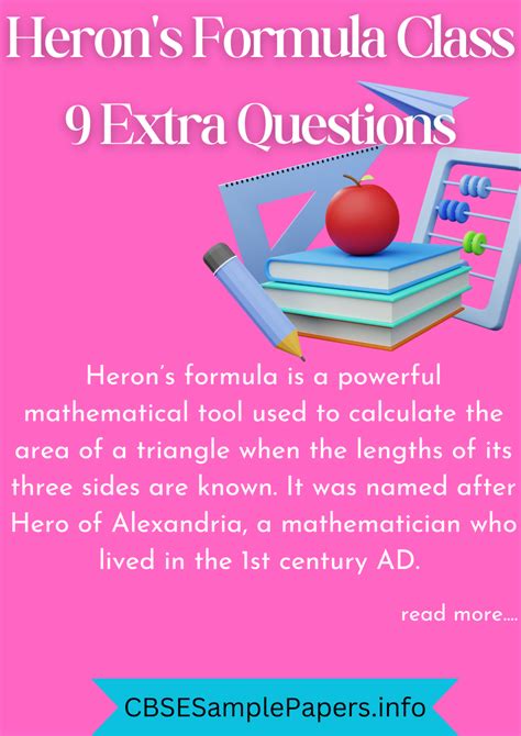 Herons Formula Class 9 Extra Questions Unlocking The Secrets Of Triangle Area Calculation
