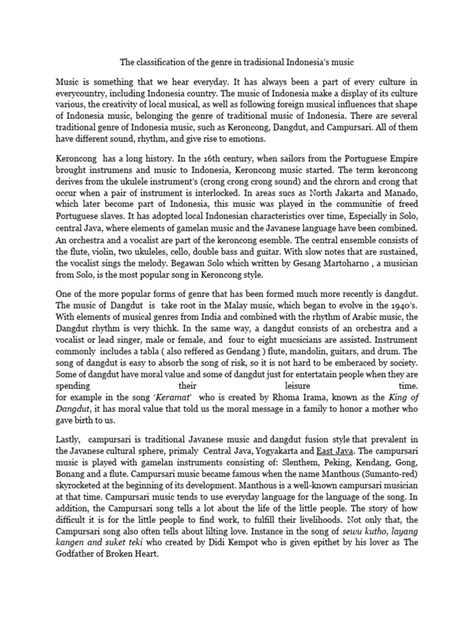 The Classification Of The Tradisional Indonesia Pdf Musical Instruments Performing Arts