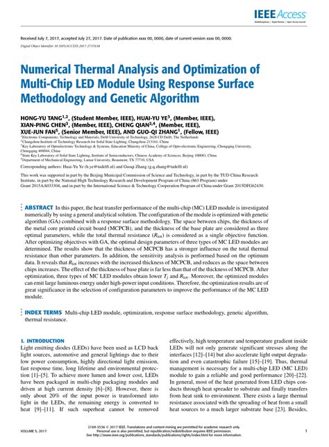Pdf Numerical Thermal Analysis And Optimization Of Multi Chip Led