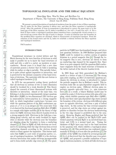 Topological Insulators Pdf Condensed Matter Physics Materials Science