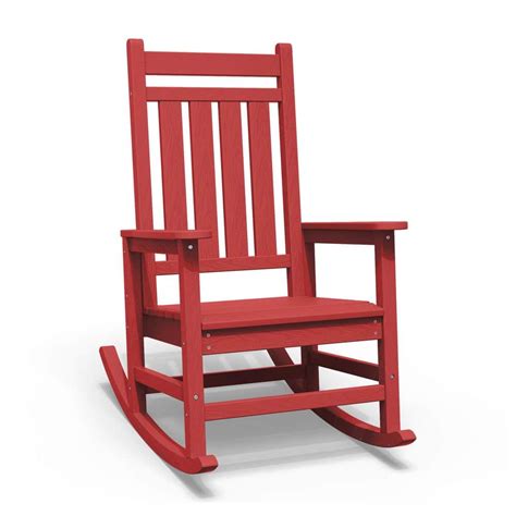 Jearey Hdpe Dark Red Adirondack Rocking Chair 1 Pack Perac Hd Red The Home Depot