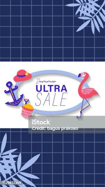 여름 세일 소셜 미디어 스토리 릴 프로모션 콘텐츠를 위한 세로 템플릿 게시물입니다 Brand Name Online Messaging Platform에 대한 스톡 벡터 아트