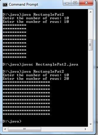 Display Solid Rectangle And Square Star Pattern In Java Codeforcoding