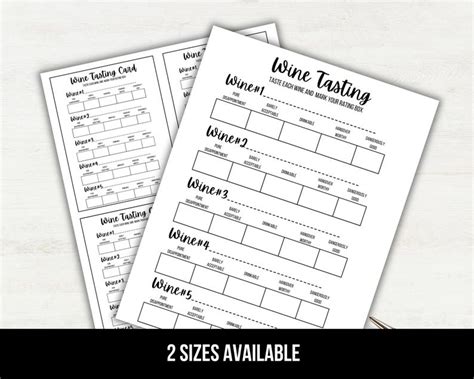 Wine Tasting Sheet Wine Tasting Score Card Wine Games Wine Rating