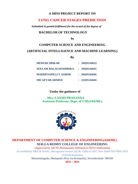 Lung Cancer Stages Prediction Pdf Ct Scan Radiology