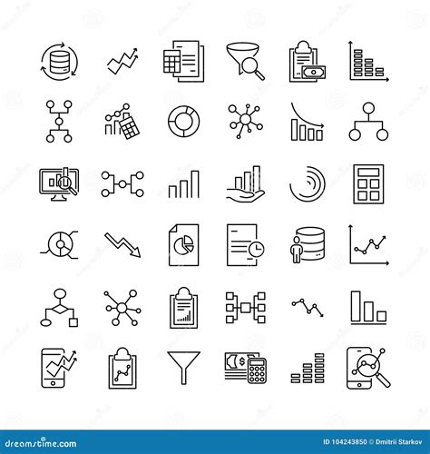 Simple Collection Of Data Analytics Related Line Icons Stock Vector Illustration Of Database