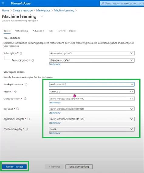 azure machine learning create ml workspace and compute cluster